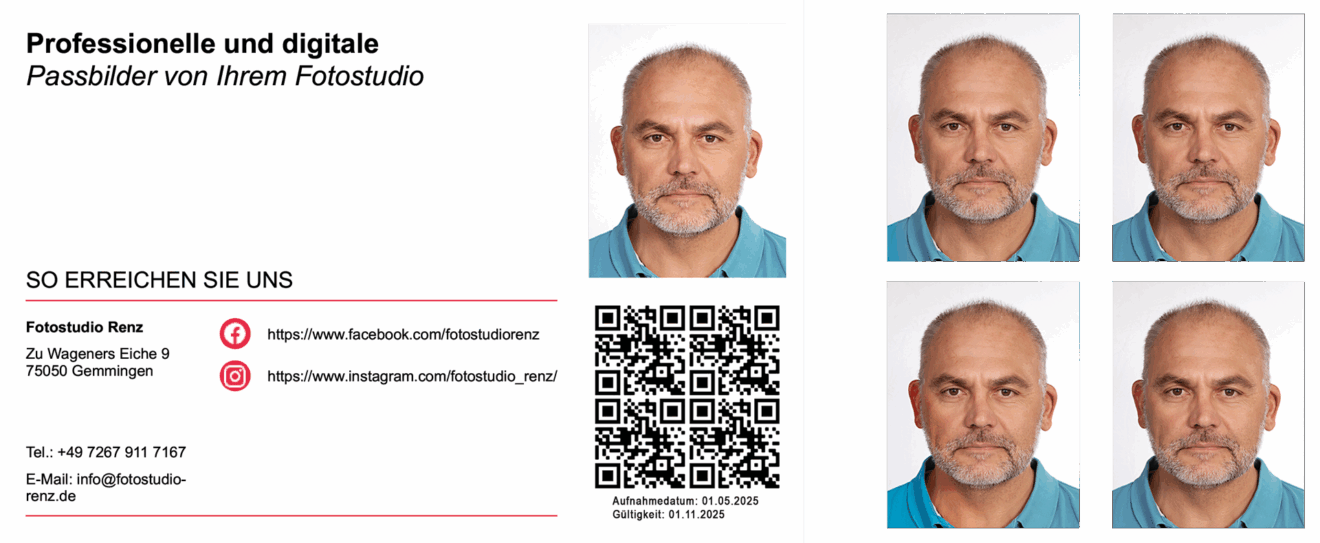 BIOMETRISCHE PASSBILDER Preise - Fotostudio Renz