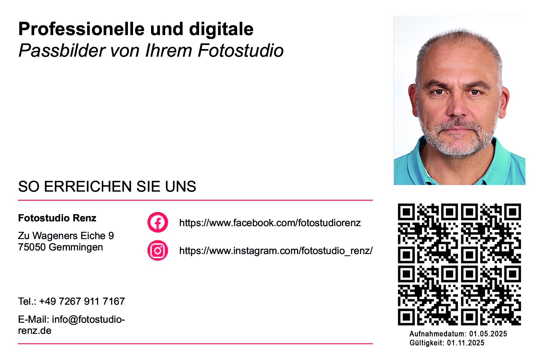 BIOMETRISCHE PASSBILDER Preise - Fotostudio Renz